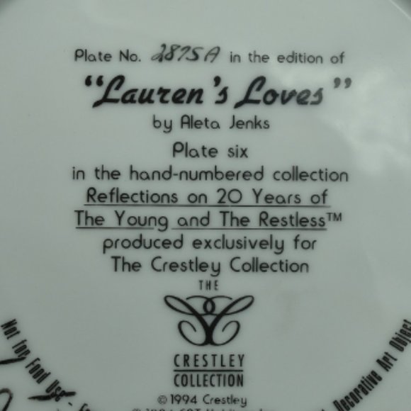 Crestley Collection | Accents | Young And The Restless Collectors Plate ...